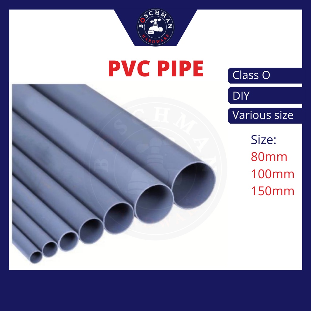 [Sell By Feet] PVC Pipe Grey Pipe Nipis Paip Air PVC Kelabu PVC Water Pipe Class O Class 6 80mm ...