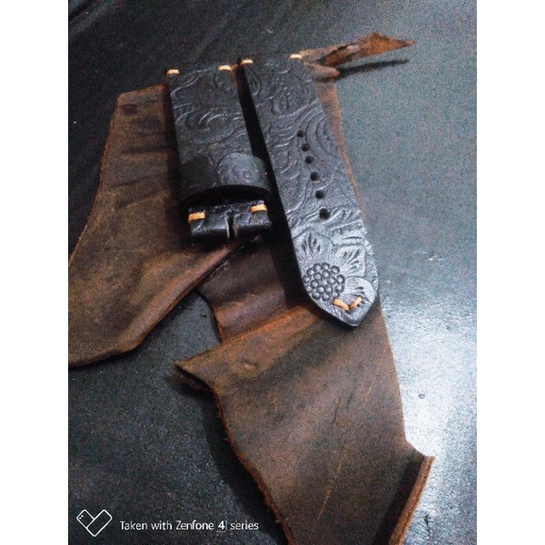 100% leather watch strap, genuine leather strap with hand made batik ...