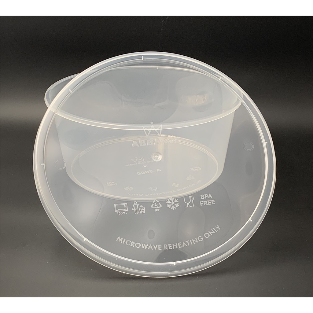 3000 Round Disposable Plastic Food Container ( 30pcs±) 3000ml - ABBA ...