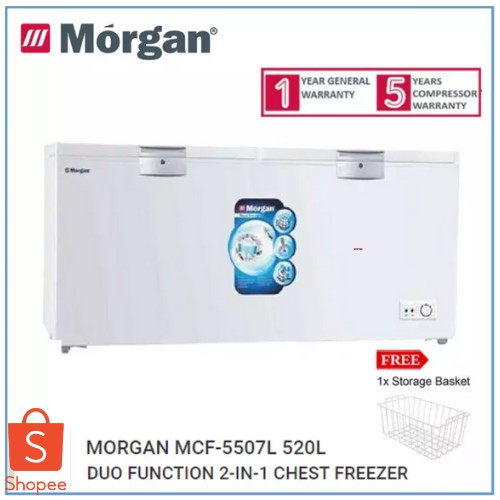 Fast Ship Morgan Dual Function MCF-5507L Chest Freezer (520L) | Shopee ...