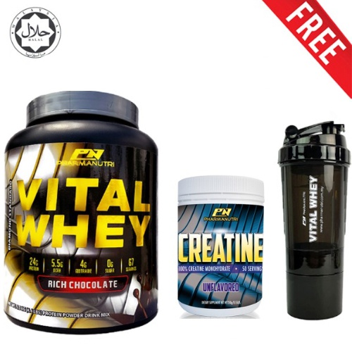 Vital Whey Halal (2kg/4.41Lbs) + Pharmanutri Creatine [Free Pharmanutri ...