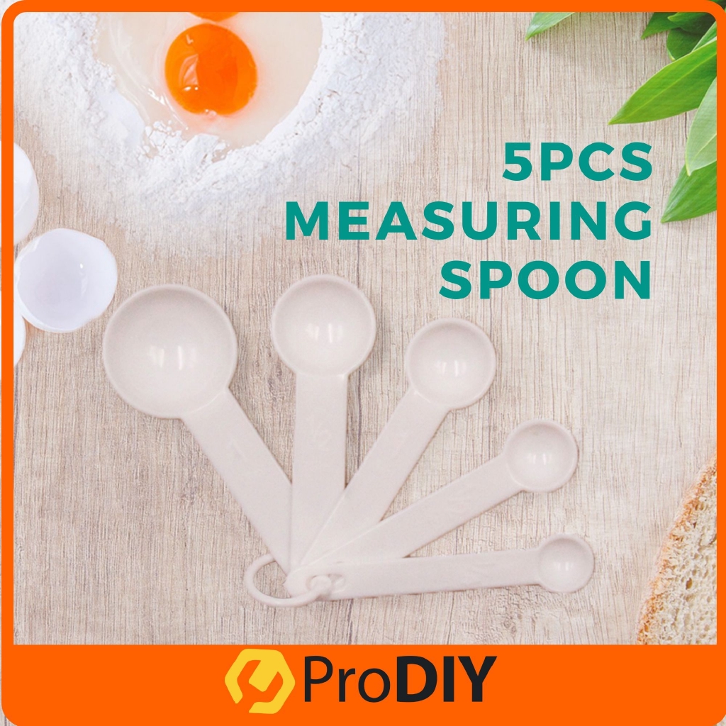 5PCS Measuring Spoon White Plastic Teaspoon Tablespoon Utensil Kitchen ...