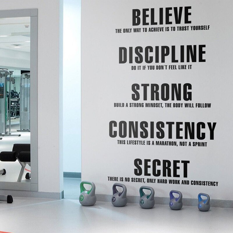 Gym Values Vinyl Sticker Exercise Fitness Wall Art Decal Motivation ...