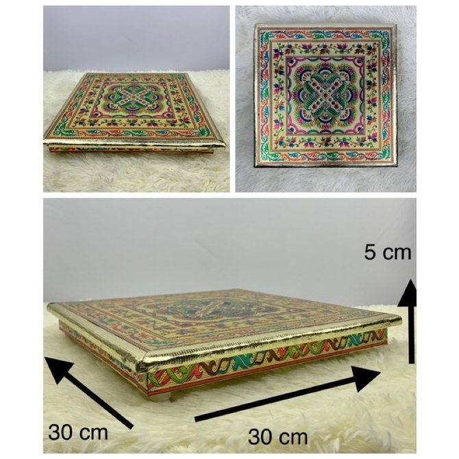 Handmade Wood Big Statue Stand(peedam) Royal Meenakari Peacock Mandala ...