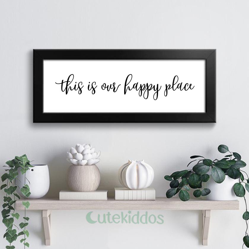 HIASAN DINDING KAYU Wooden Poster Wall Hanging This is our happy place ...
