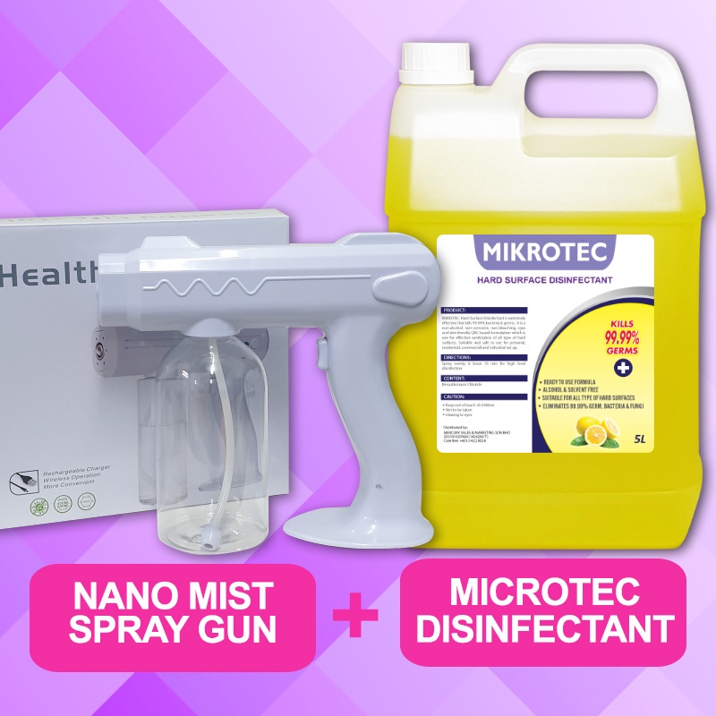 Blue Light Nano Mist Spray Gun 消毒枪 800ML + Microtec Hard Surface ...