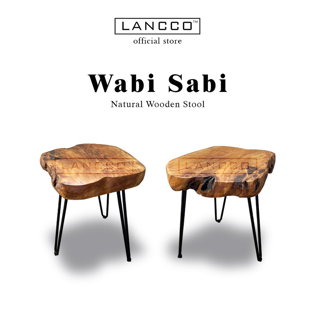 LANCCO Wabi Sabi Minimalist Natural Wooden Stool | Shopee Malaysia