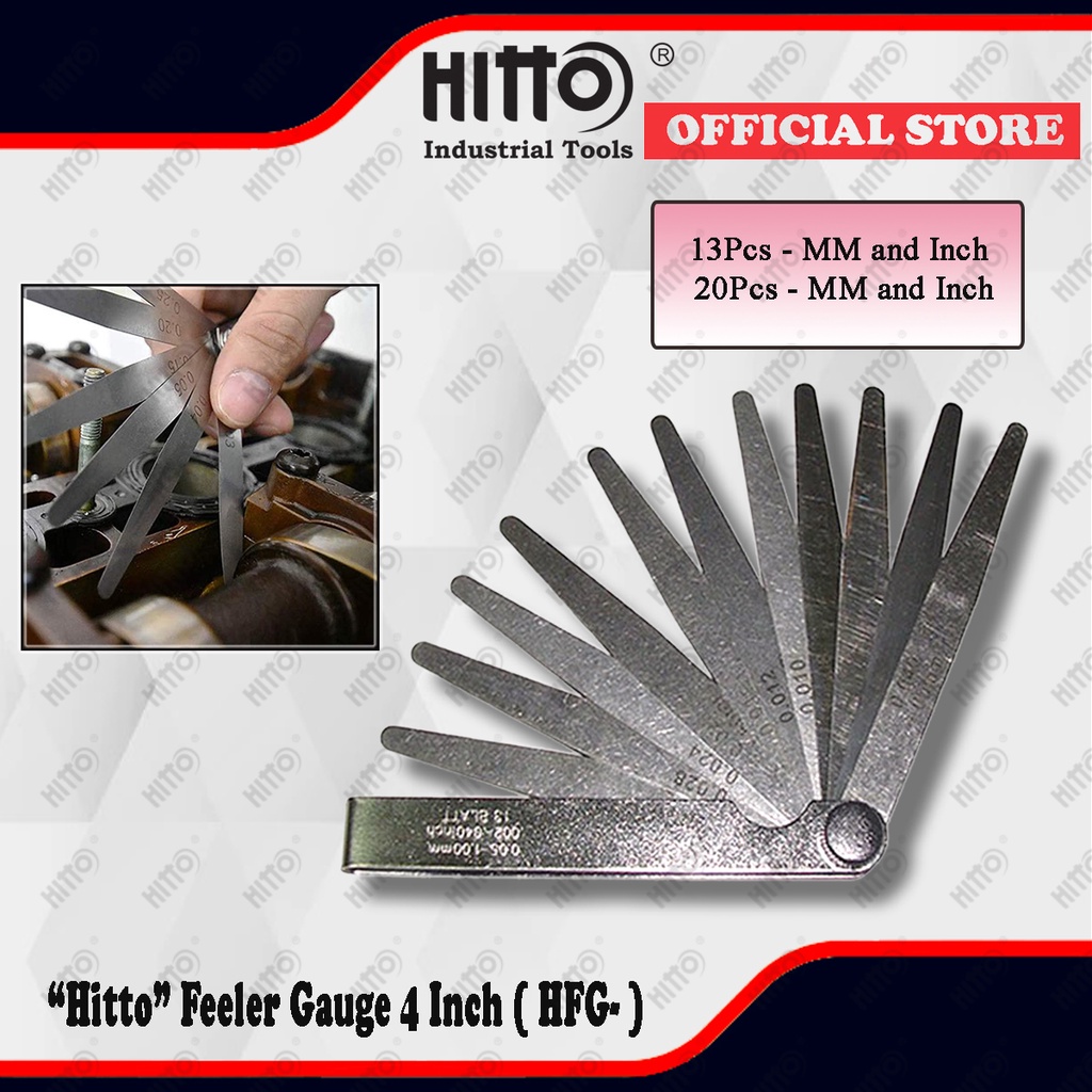 [ HITTO ] 4'' 13PC/20PC MM /INCH FEELER GAUGE /Blades Thickness Gap Filler Feeler Gauge Ruler ...