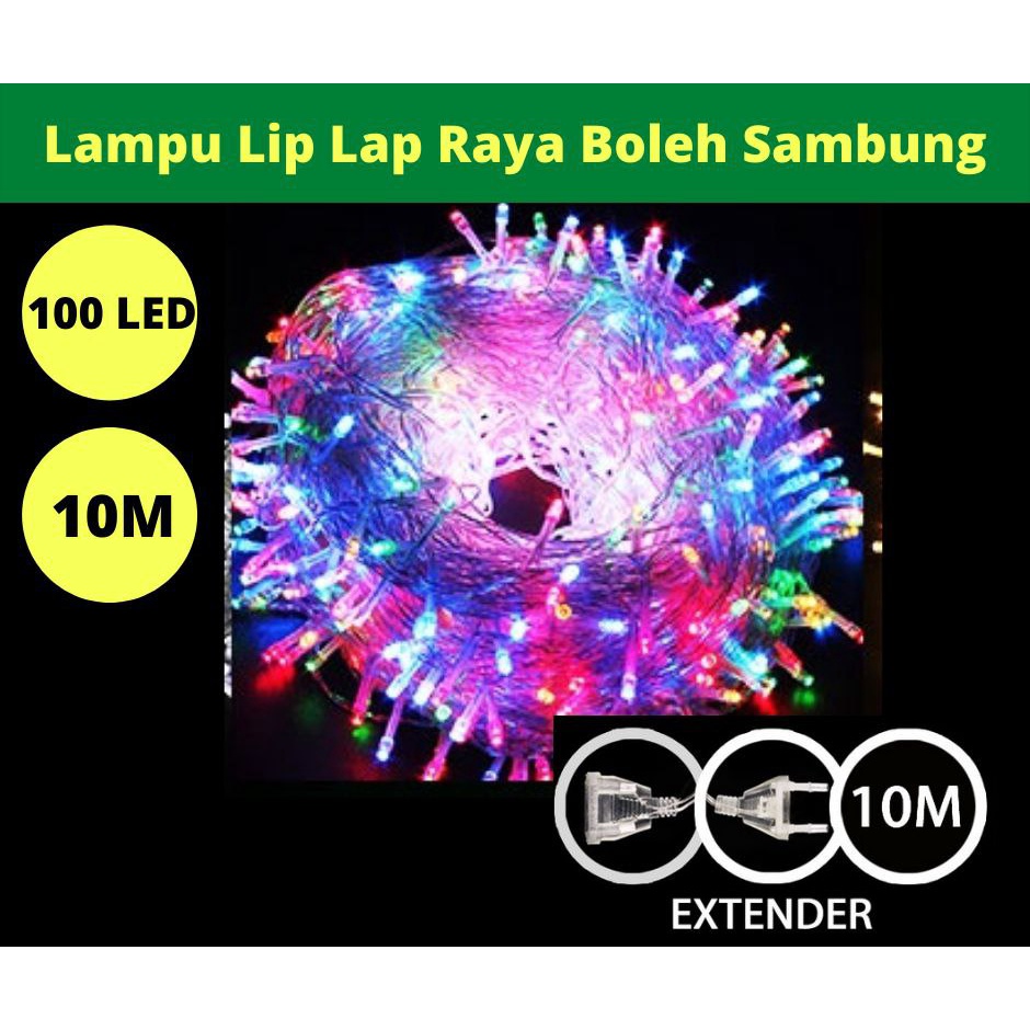 Lampu Raya Lampu Lip Lap 100 LED 10M Lampu Raya Boleh Sambung Lampu ...