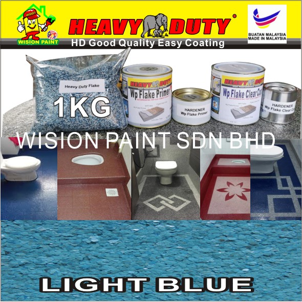 ( light blue ) Full Set Epoxy Colour Flake Coating ( 1KG FLAKE / 1L ...