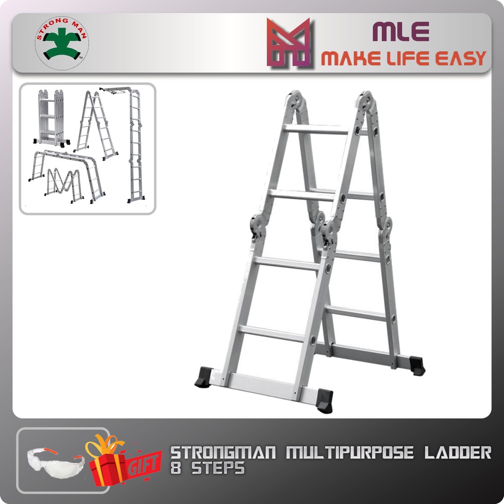 STRONGMAN Heavy Duty Multi Purpose Ladder 8 steps - Tangga Lipat 8 ...