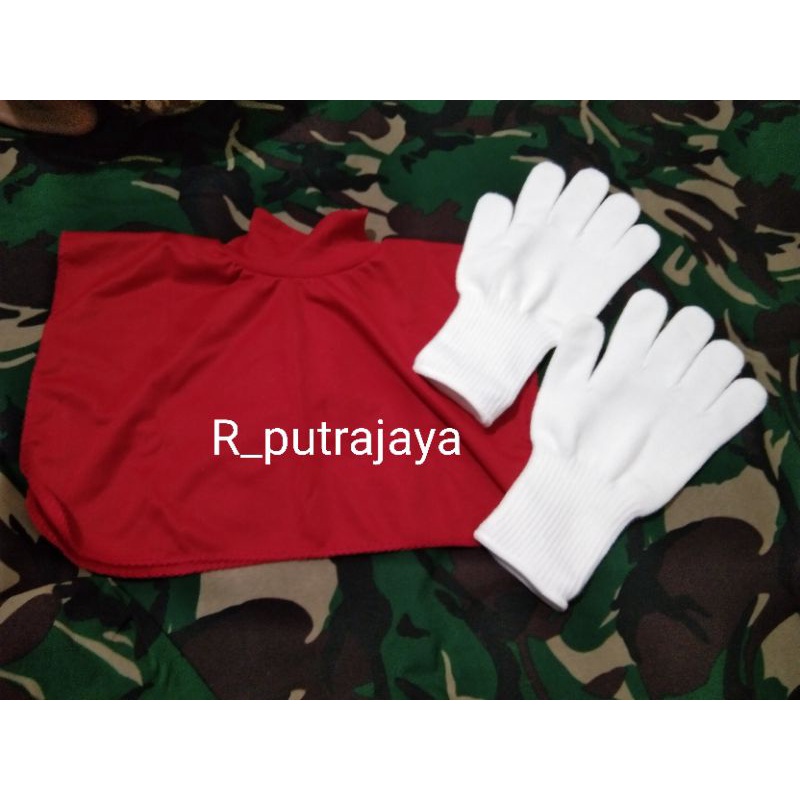 PUTIH MERAH Red scarf+ceremonial white gloves 1 piece/ceremonial red ...