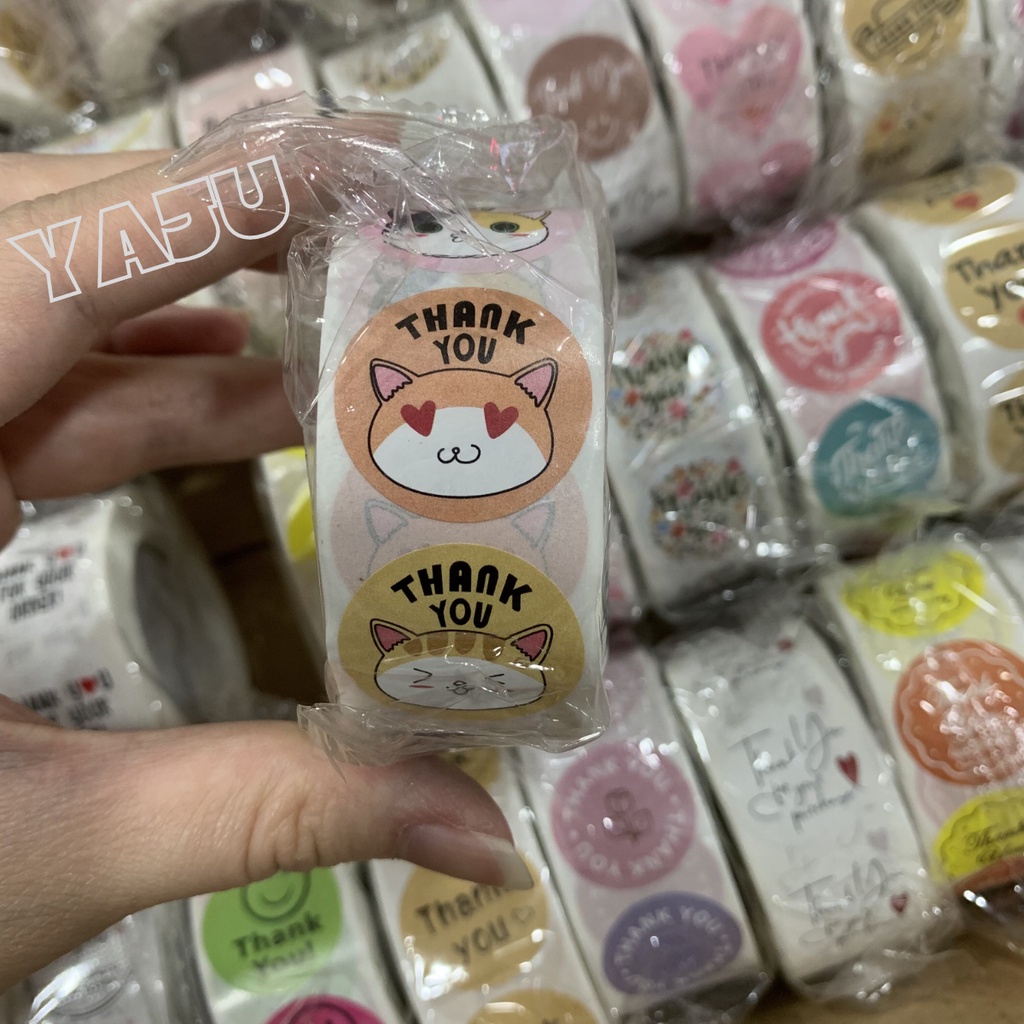 【YAJU!】Thank You & Handmake Sticker 25MM Label Seal Love Terima Kasih ...