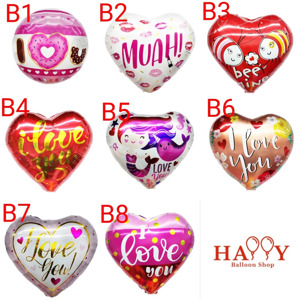 18inch I love you Foil Balloon inflatable heart shape | Shopee Malaysia
