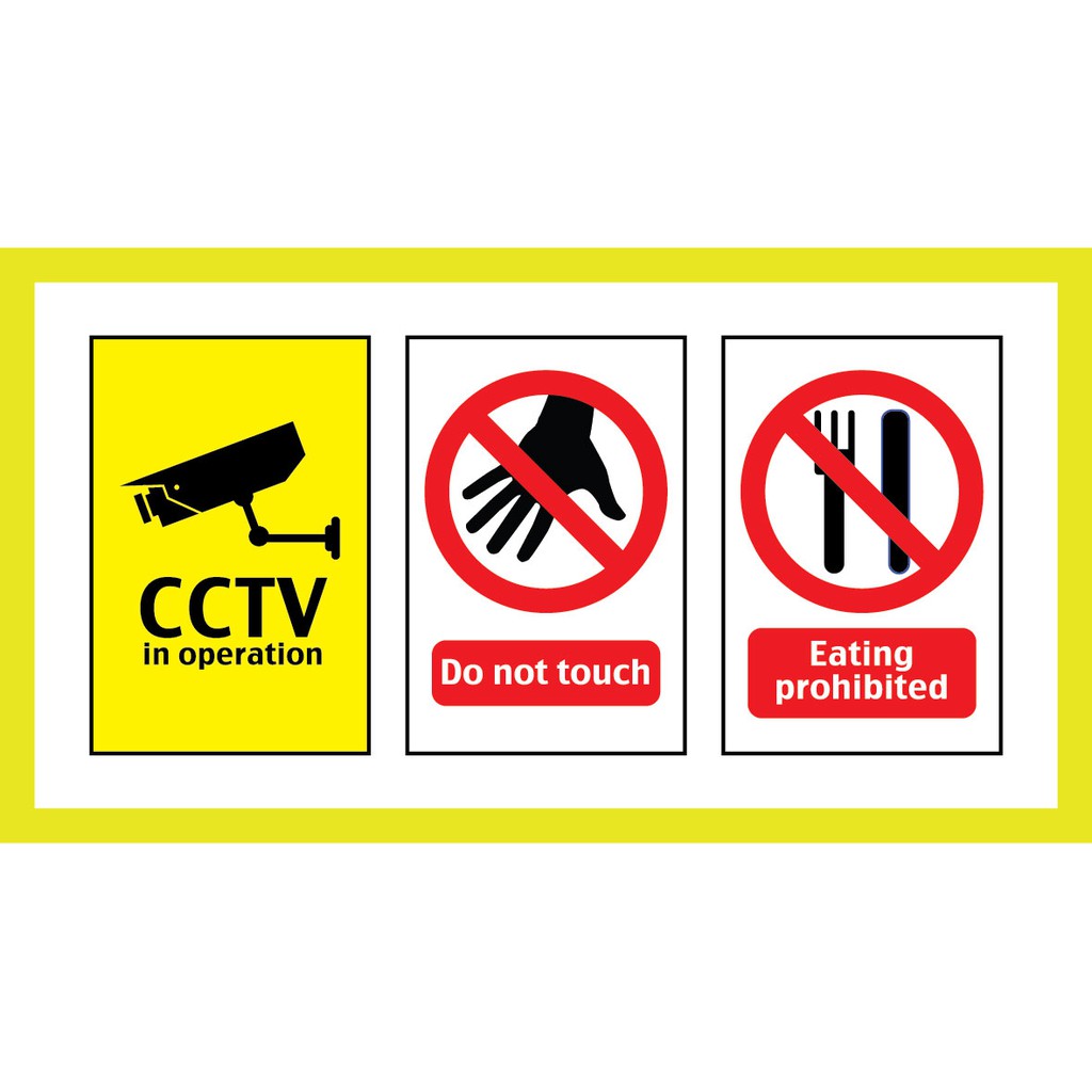 400x600mm *CCTV/DO NOT TOUCH/EATING PROHIBITED *PVC STICKER *BOARD ...