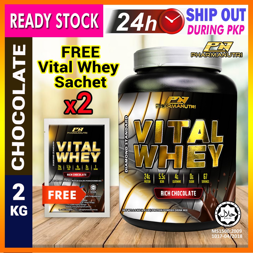 ORI Vital Whey Halal 2KG 24G Protein Isolate Chocolate [FREE SACHET] Vs Titan Whey/Hydro Whey ...