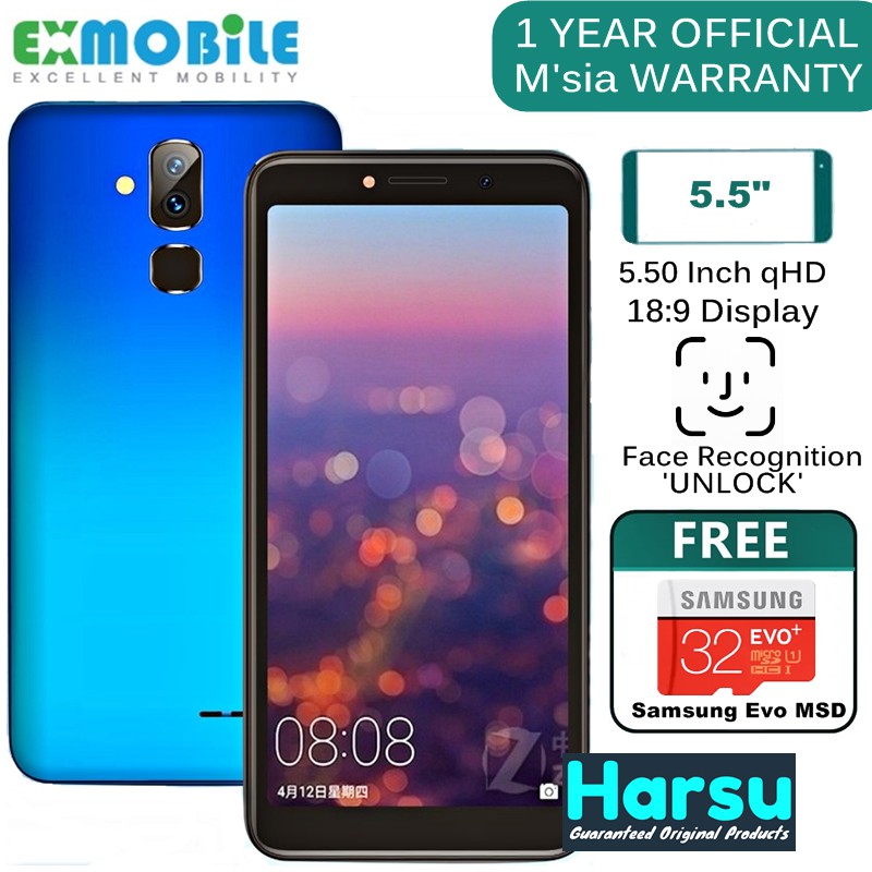 EXMobile F8 5.45" IPS Full View Display 2GB RAM Quad Core 8MP Face ...