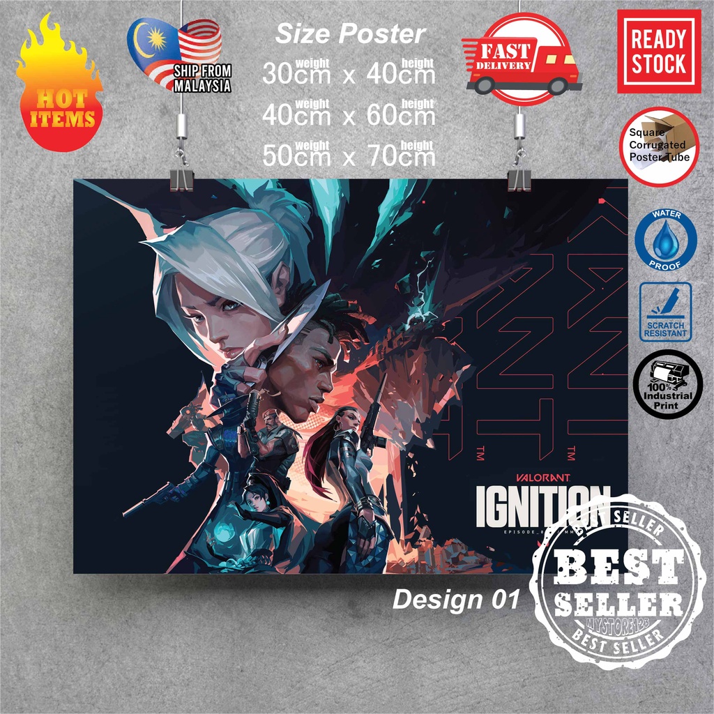 （READY STOCK) Valorant Poster Sticker | valorant Gaming poster | Gaming ...
