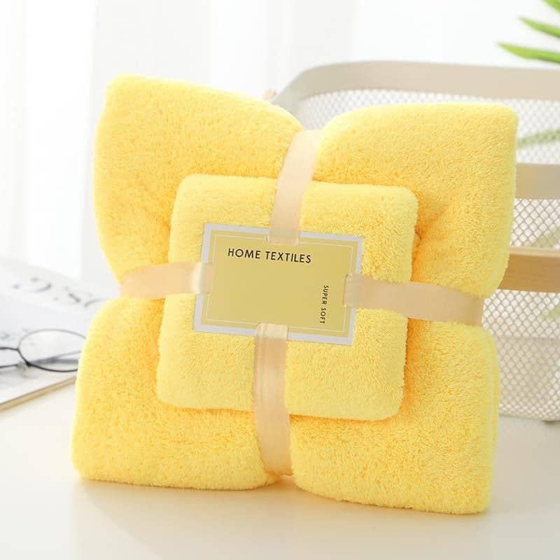 2In1 Towel Set with Mircofiber Thick Cotton High Absorbent Soft Bath ...