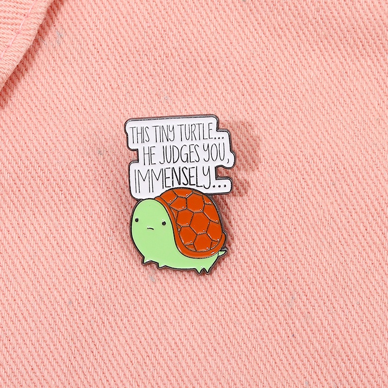 Cute Tiny Turtle Enamel Pins Cartoon Animal Quotes Brooch Lapel Pin ...