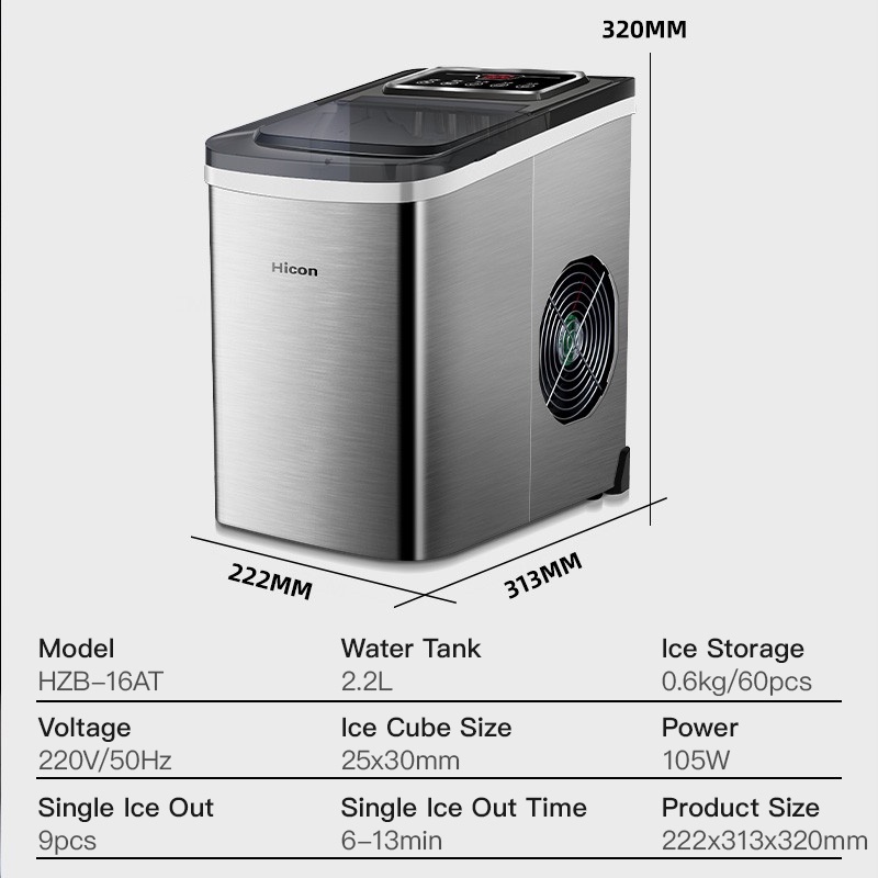 Hicon mesin pembuat ais 16A 16AL 26YB Mini Home Dormitory Electric Ice ...