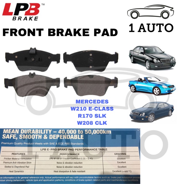 LPB E-PRO SEMI METALLIC FRONT BRAKE PAD MERCEDES W210 E200 E230 E200K E240 W208 CLK 200 230 R170 ...