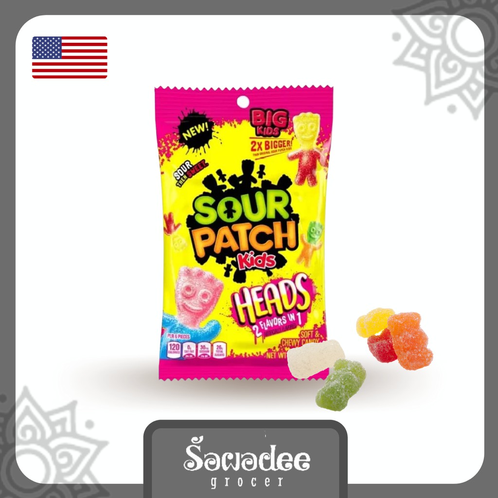 【READY STOCK】SOUR PATCH KIDS HEADS CANDY, 2 FLAVORS IN 1 8oz (226g ...