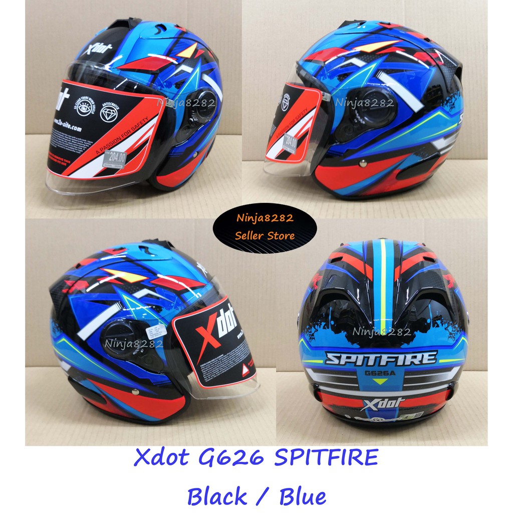 Xdot X-dot Helmet G626 - SpitFire ( L / XL ) *Ready Stock* ARC TSR KYT SHOIE KHI MHR GIVI BELL ...