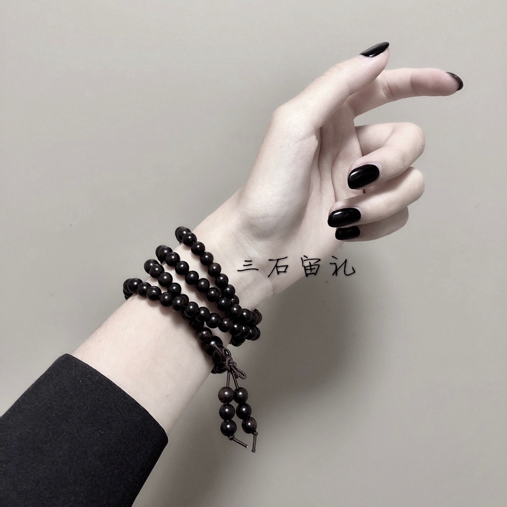 Tiga Batu Zhouli Kayu Cendana Asli Berbilang bulatan Gelang Manik ...
