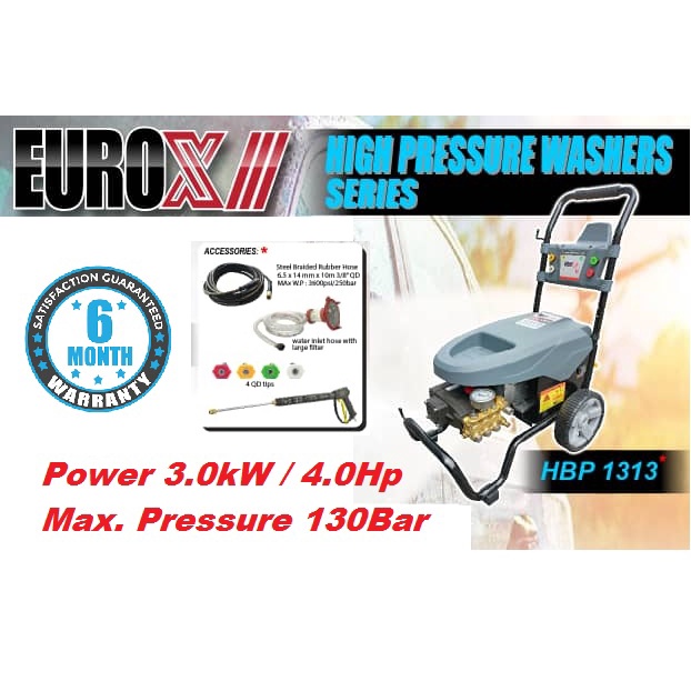 Euro-X HPB 130Bar 13L/min (4.0Hp / 3.0kW) Commercial Pressure Washer | Shopee Malaysia