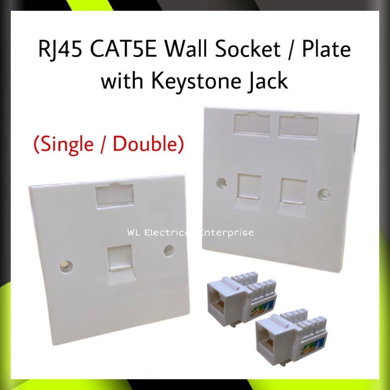RJ45 CAT5e Wall Socket / Plate With Keystone Jack (Single / Double ...