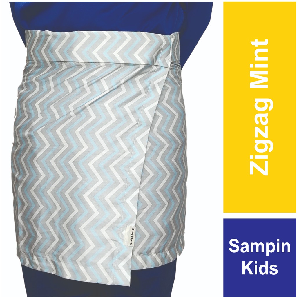 Sampin Instant Budak Kids Motif Zigzag Potrait Mint | Samping Kanak ...