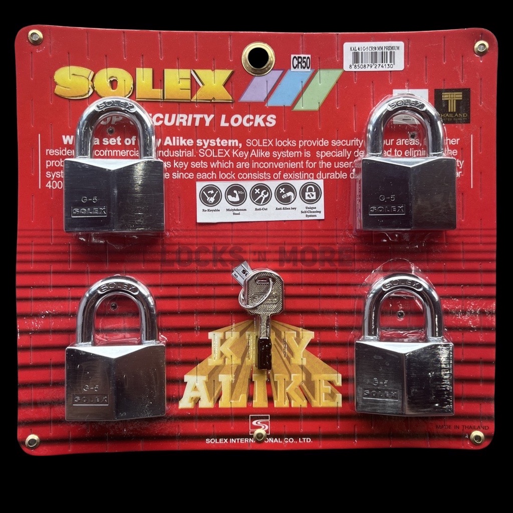 100% ORIGINAL Solex Padlock G5 Anti-Cut Padlock Key Alike System Solex ...