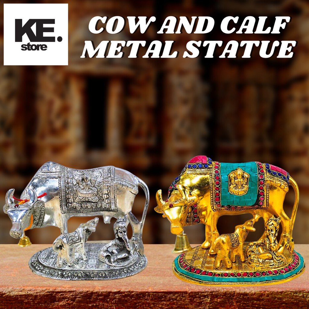 COW AND CALF STATUE/Gomatha Statue /Ideal for home decor/Place in ...