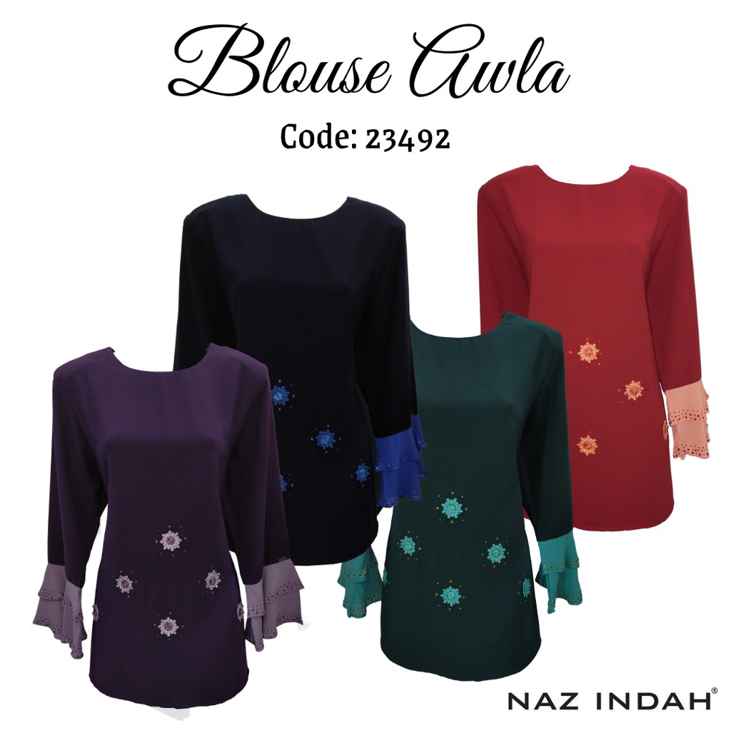 By Femina Collection Blouse Awla Corak Bunga Sulam | Shopee Malaysia