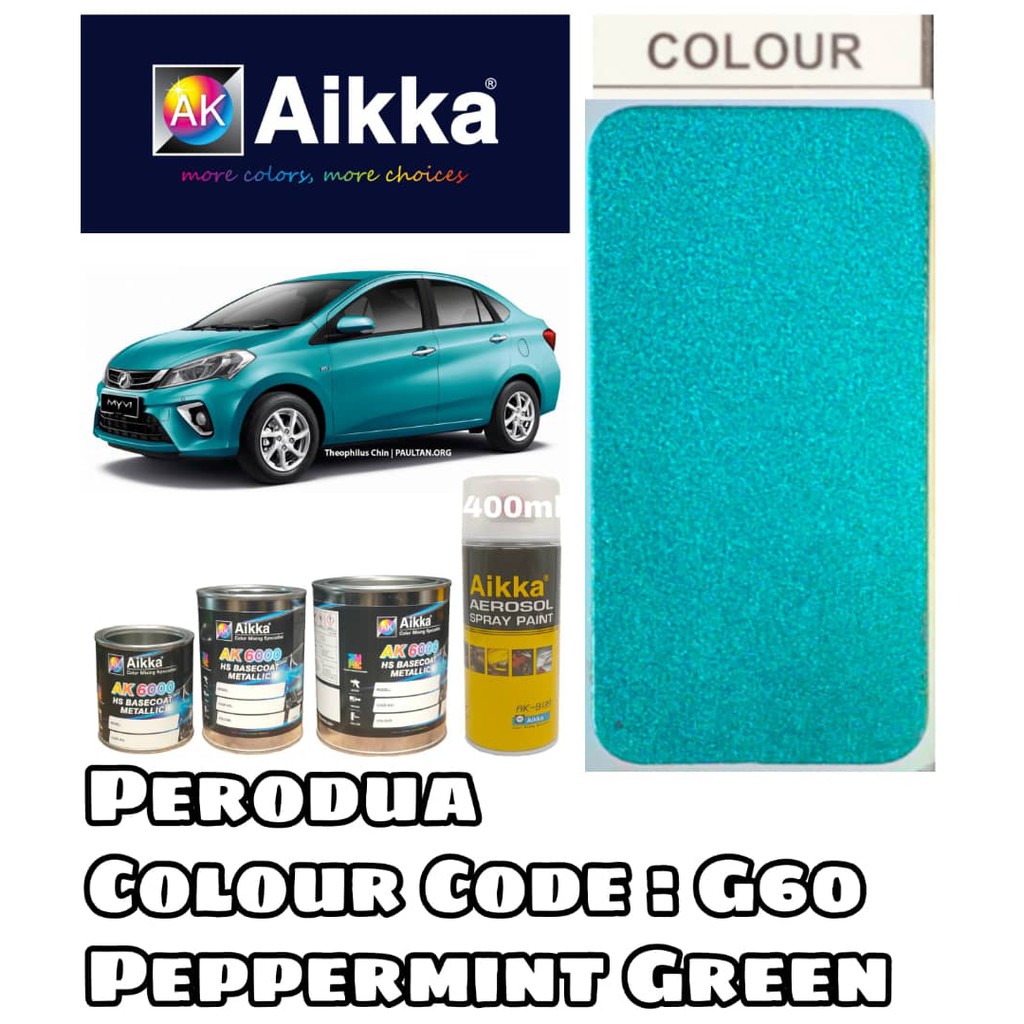 AIKKA AUTOMOTIVE PAINT / PERODUA G60* / PEPPERMINT GREEN / TOUCH UP ...