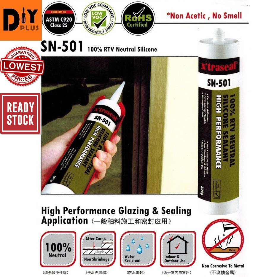 [100% Fresh Stock] XTRASEAL SN-501 Neutral Silicone Sealant 300g (Clear ...