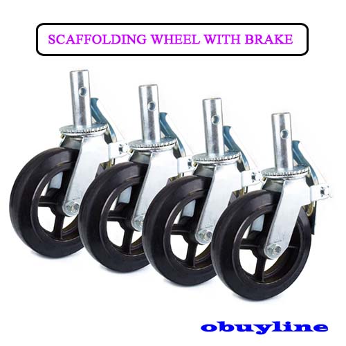 6'' & 8'' 360° ROTATE TYRE SCAFFOLDING RUBBER WHEELS with FOOT BRAKE ...