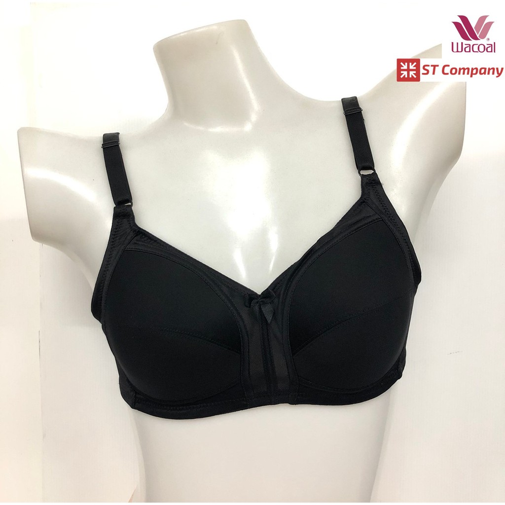 Wacoal Basic Bra Black (BL) No Wire Wireless Full Cup Storage Extra Bubble Thin 3 Hooks ...