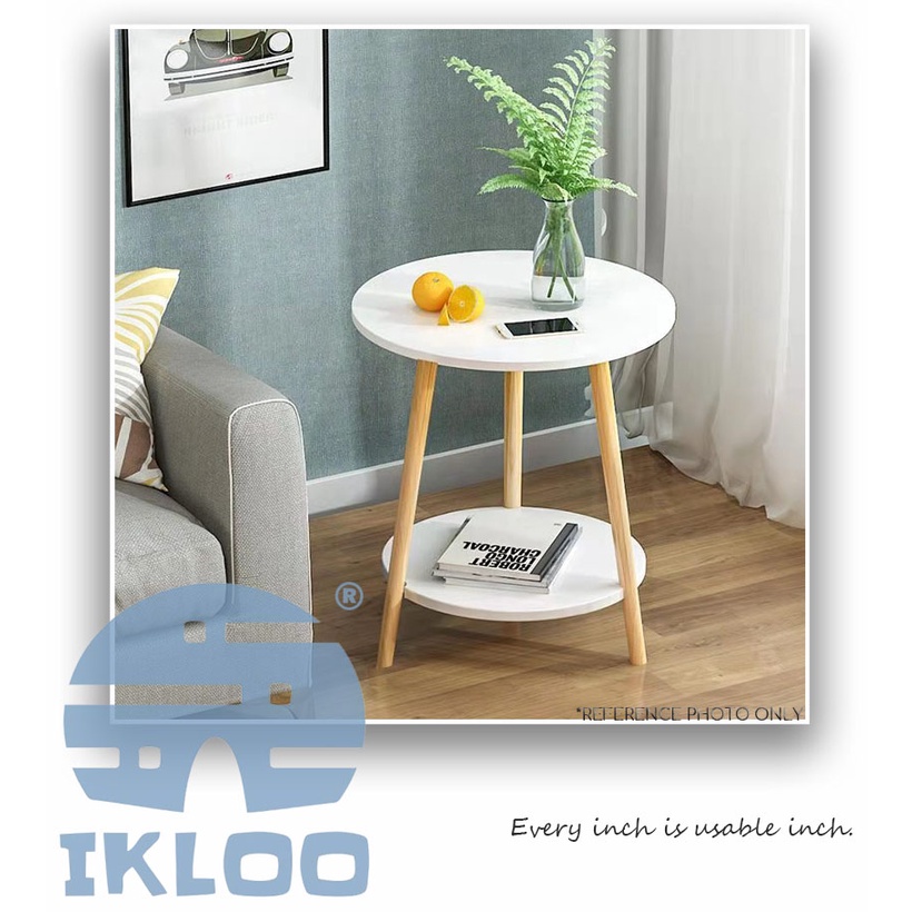 Ikloo 2-tier nordic laminated round coffee table side table 40*47cm | Shopee Malaysia