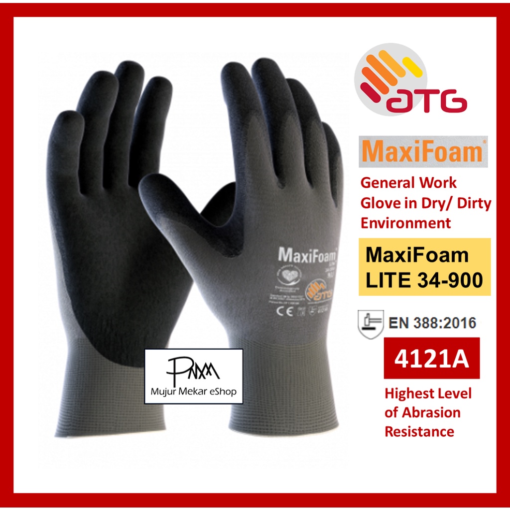 ATG MaxiFoam LITE 34-900 Safety Gloves - Mechanical work gloves, Dry/Dirty environment | Shopee ...