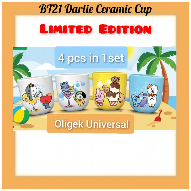 Darlie BTS BT21 Mug cup (1 set =4 pieces) | Shopee Malaysia