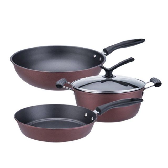 Non-Stick Cookware Wok & Pan Set (4 Pcs) | Shopee Malaysia