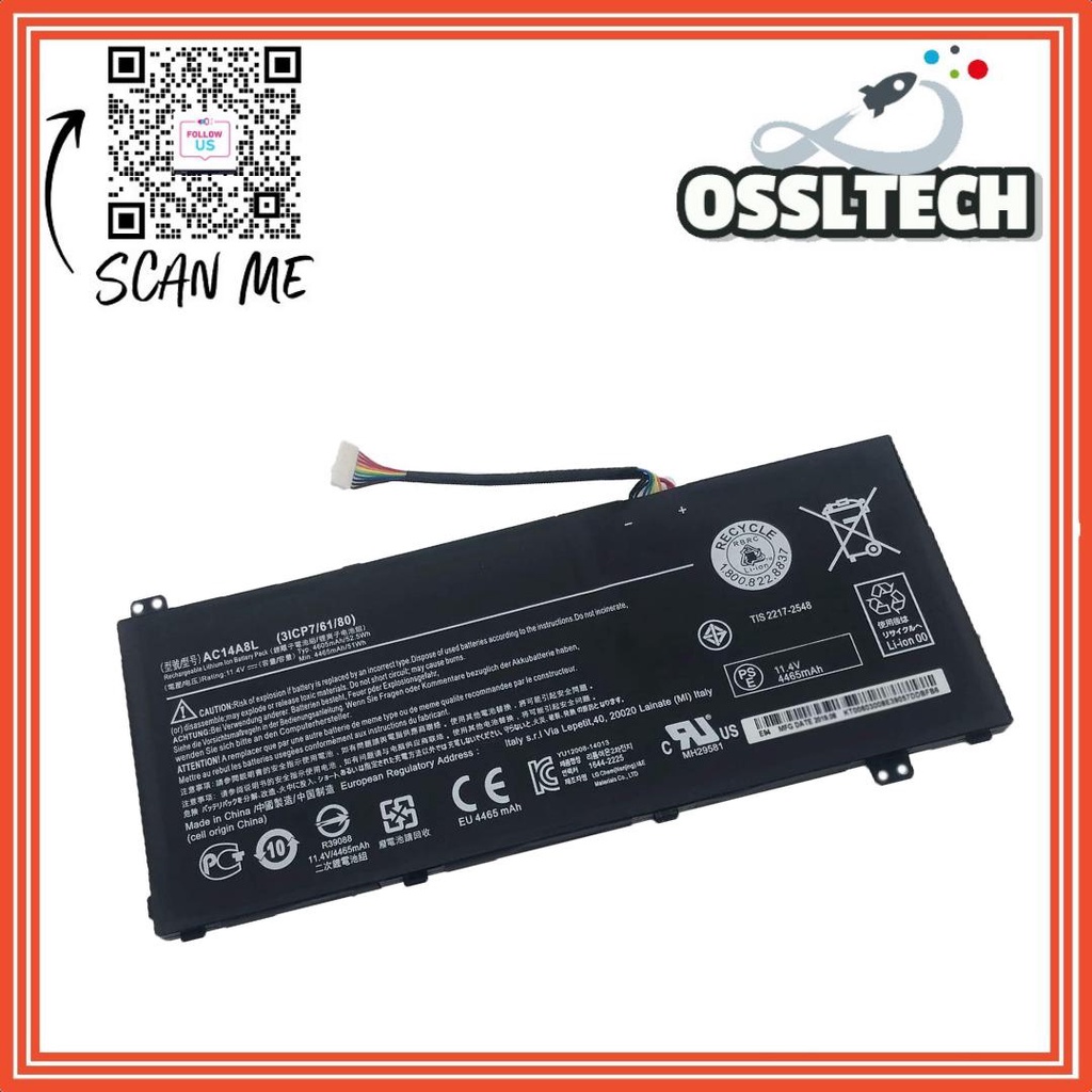 LAPTOP BATTERY FOR ACER AP18B18J A314-32 33 2ICP6/55/77 BATTERY ...