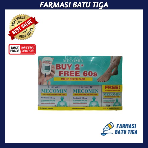 [CLEARANCE!!!] LIVE-WELL MECOMIN VEGETABLE CAPSULE 500MCG 30S/90S(EXP ...