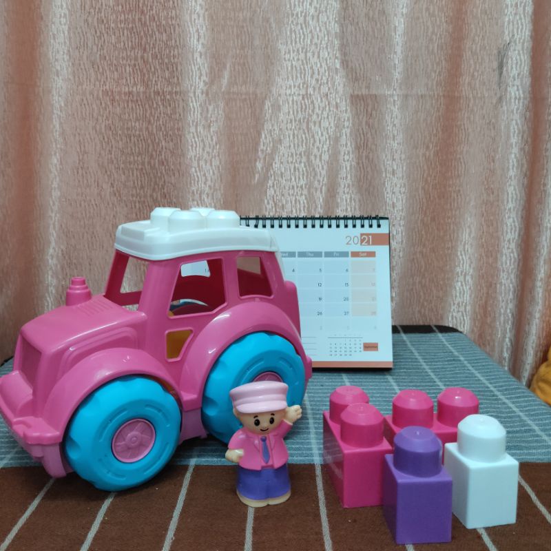Tractor Blocks 4 pieces Pink with Figure | Shopee Malaysia