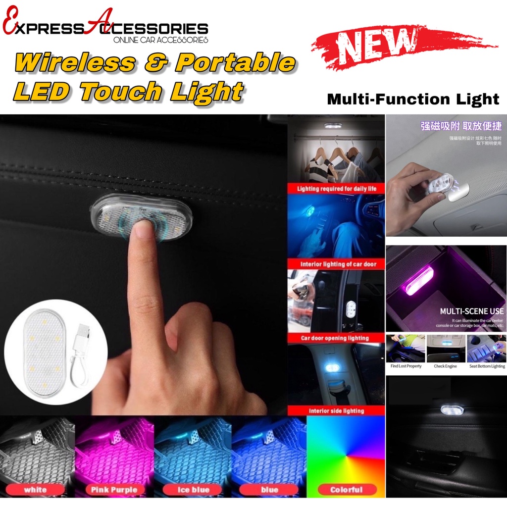 Mini Car Led Touch Light Wireless Car Interior Light Auto Roof Ceiling ...