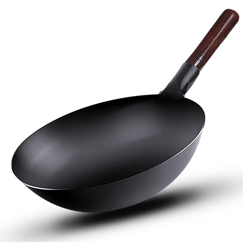 Premium Traditional Non Stick Iron Wok Wood Handle 34cm 38cm 40cm ...