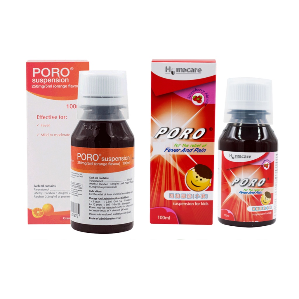 Poro Suspension for Kids Strawberry/Orange 100ml (Paracetamol syrup for ...