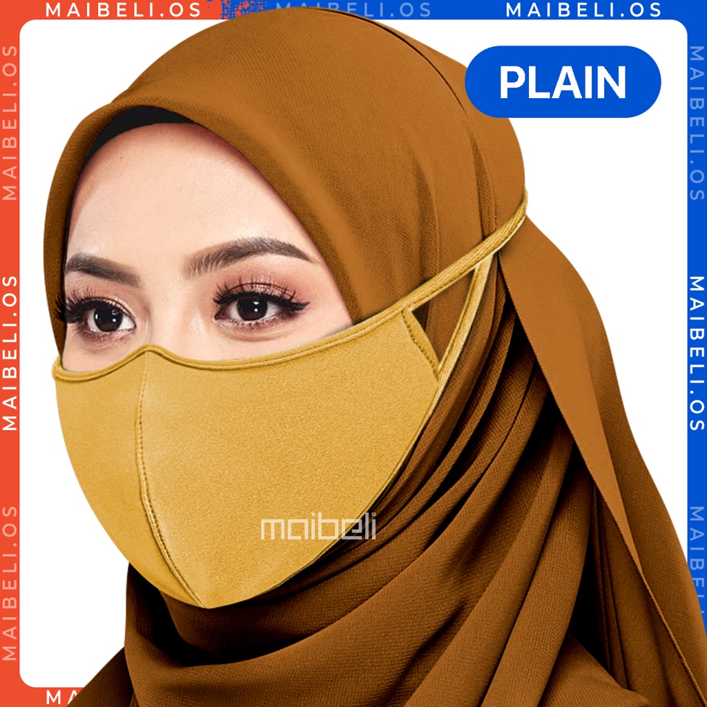 Face Mask Fabric Plain Headloop Back Tie Hijab | Friendly Washable ...